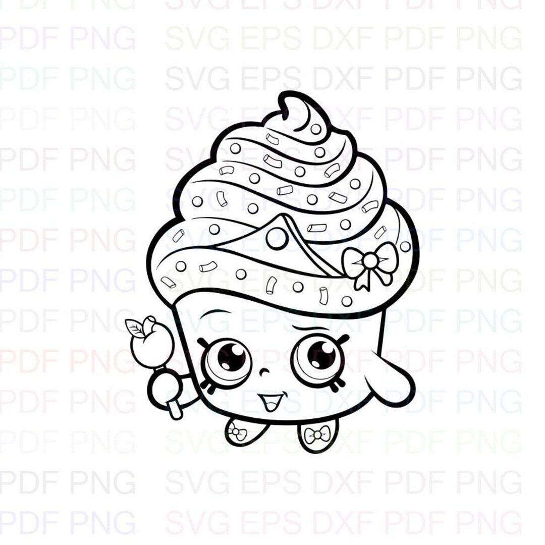 Cupcake_queen_shopkins Svg Outline Dxf Eps Pdf Png, Cricut, Cutting ...