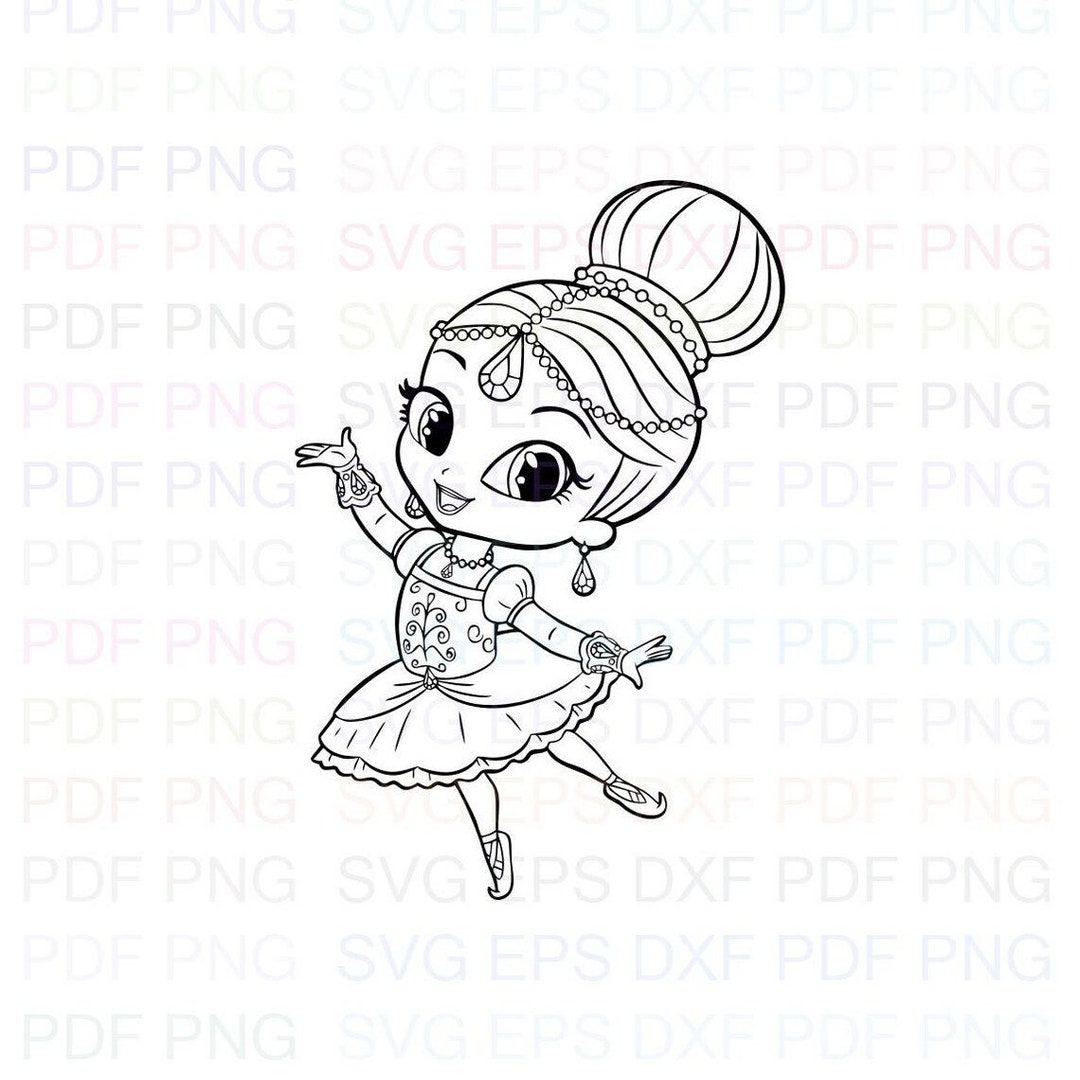 Shimmer_ballet_shimmer_and_shine Svg Outline Dxf Eps Pdf Png, Cricut ...