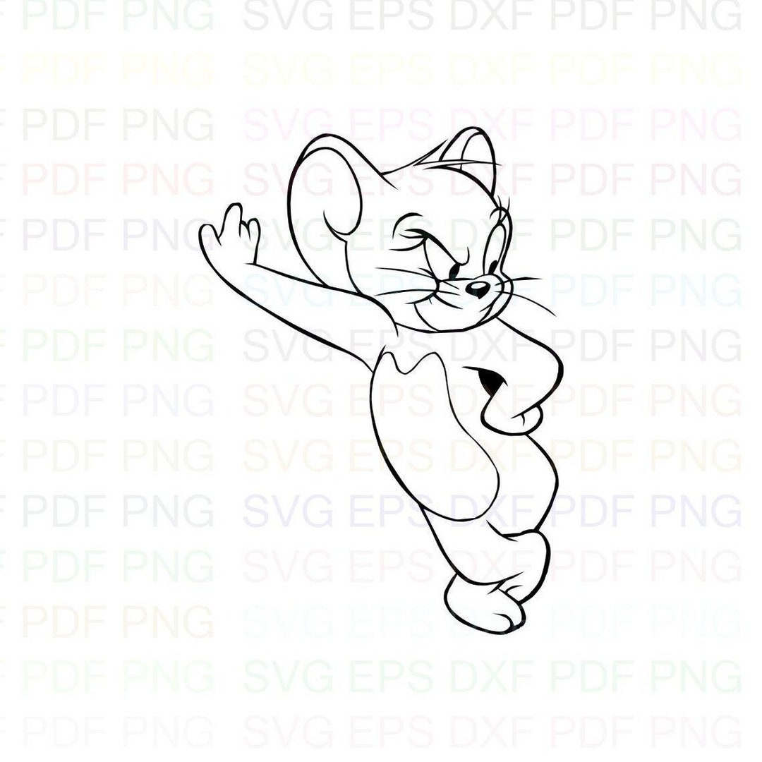 Jerry_3_tom_and_jerry Svg Outline Dxf Eps Pdf Png, Cricut, Cutting File ...
