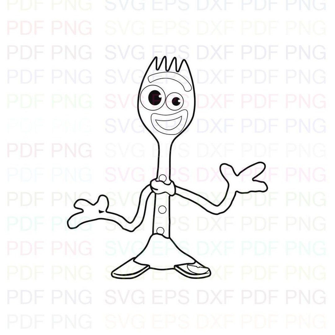 Forky_big_smiley_toy_story Svg Outline Dxf Eps Pdf Png, Cricut, Cutting ...
