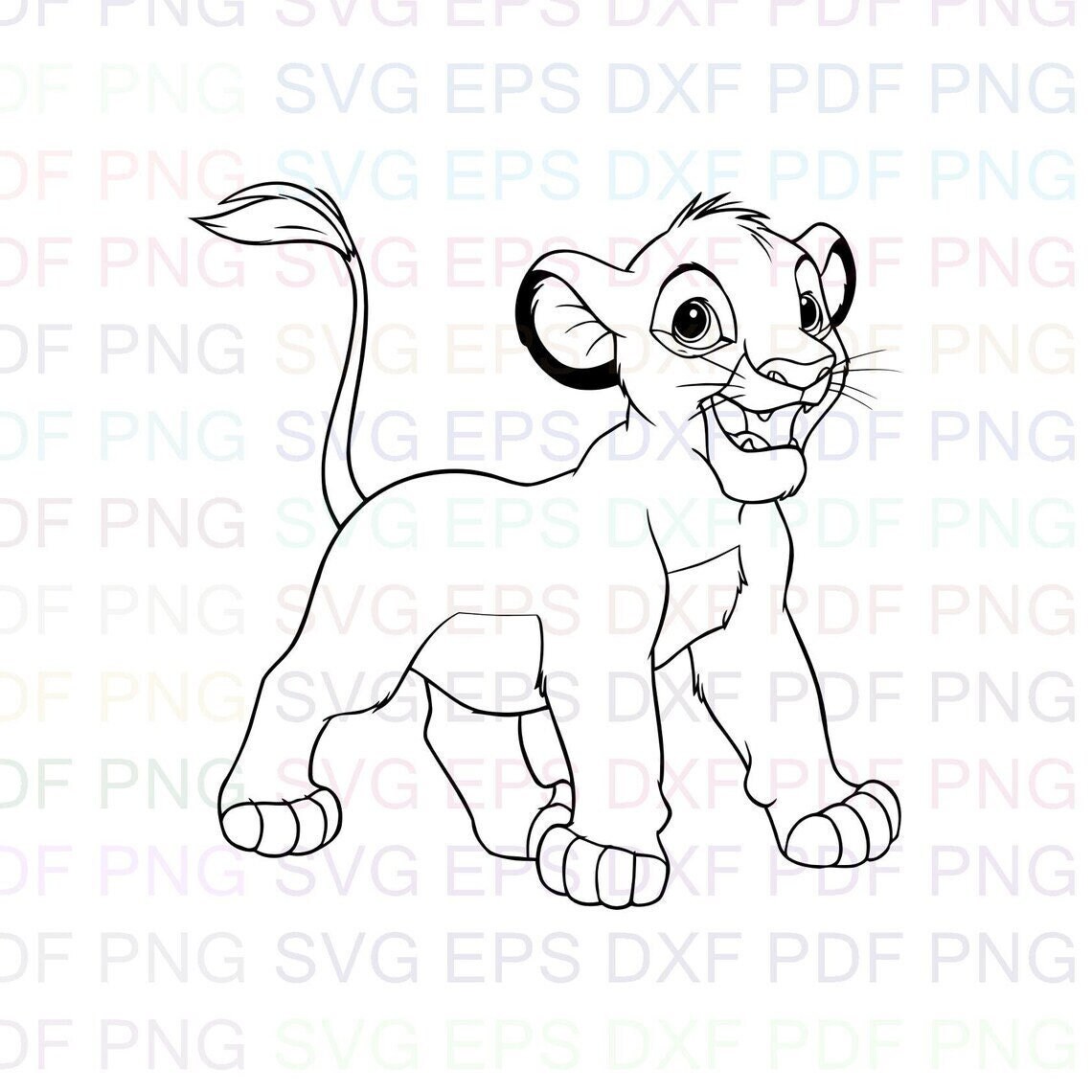Simba_the_lion_king_22 Svg Outline Dxf Eps Pdf Png, Cricut, Cutting ...