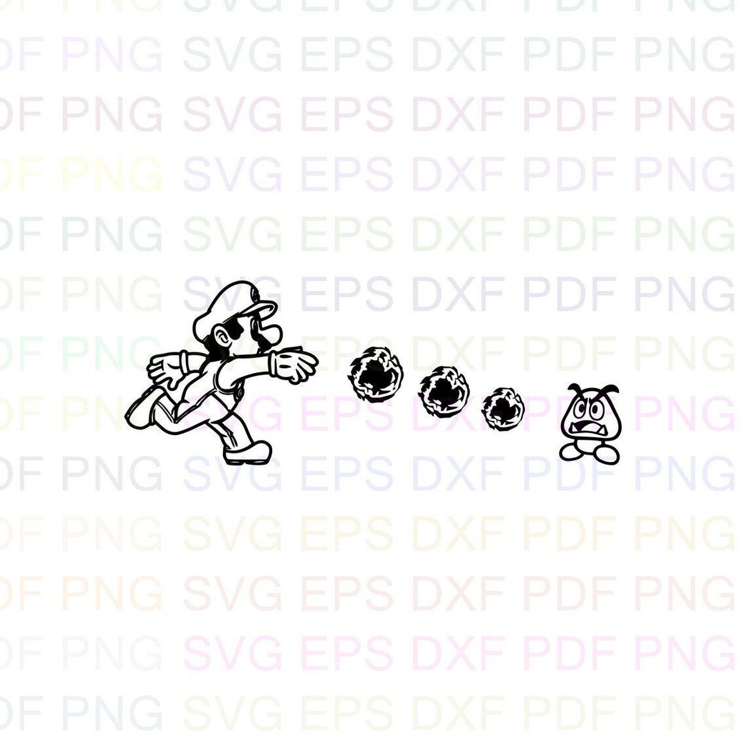 Super_mario_and_mushroom_goomba Svg Outline Dxf Eps Pdf Png, Cricut ...