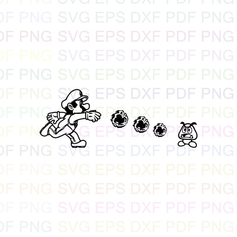Super_mario_and_mushroom_goomba Svg Outline Dxf Eps Pdf Png, Cricut ...
