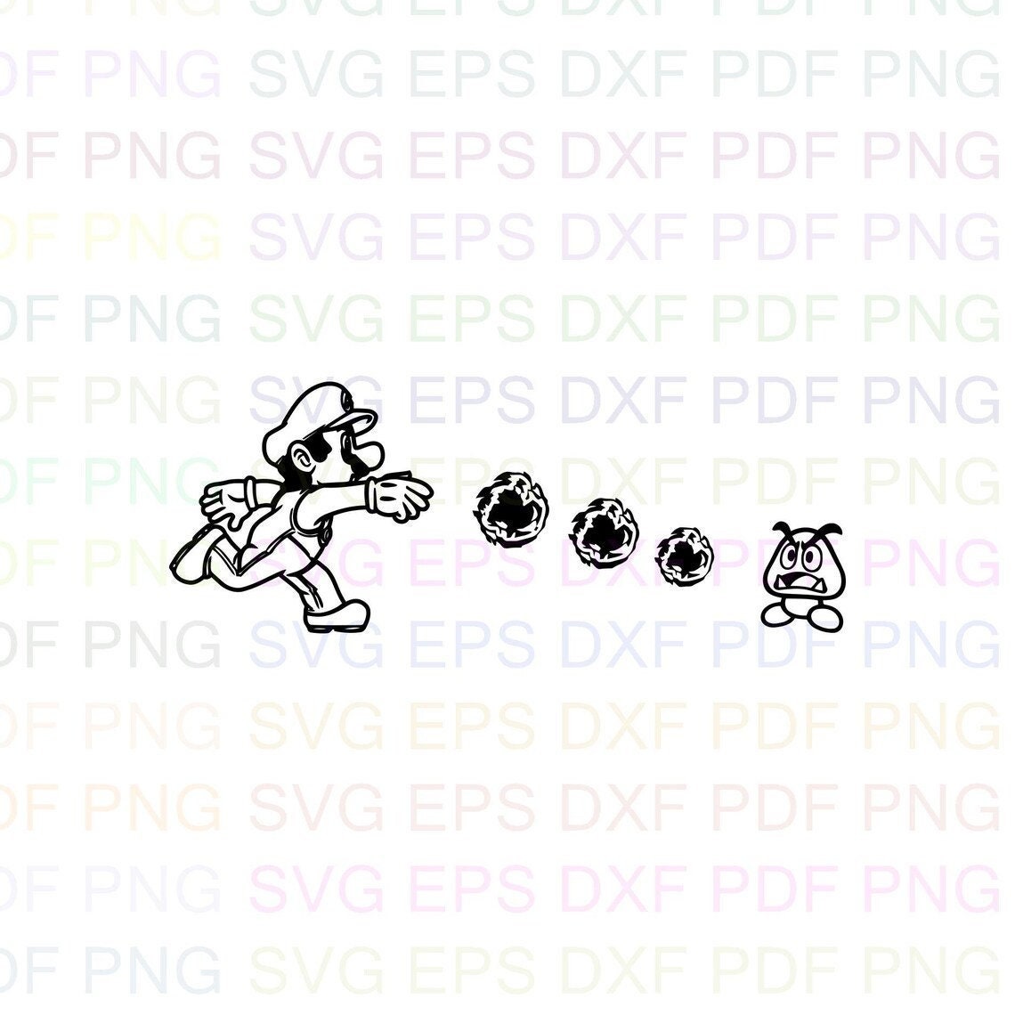 Super_mario_and_mushroom_goomba Svg Outline Dxf Eps Pdf Png, Cricut ...