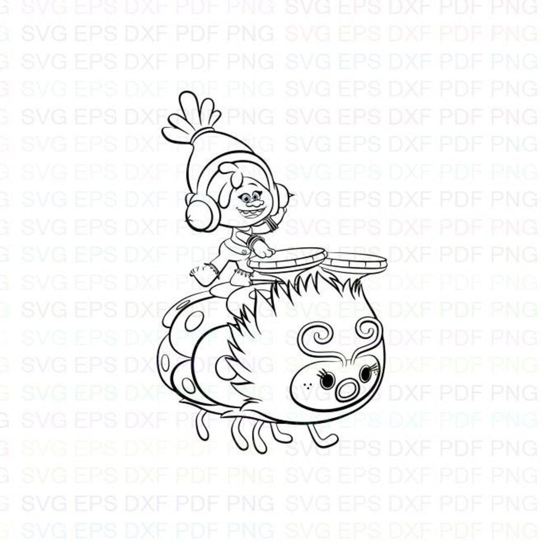 Dj_suki_and_bug_trolls Svg Outline Dxf Eps Pdf Png, Cricut, Cutting ...