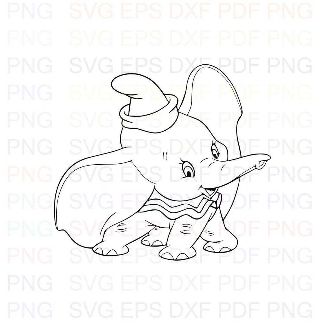 Dumbo_baby_elephant_6 Svg Outline Dxf Eps Pdf Png, Cricut, Cutting File ...