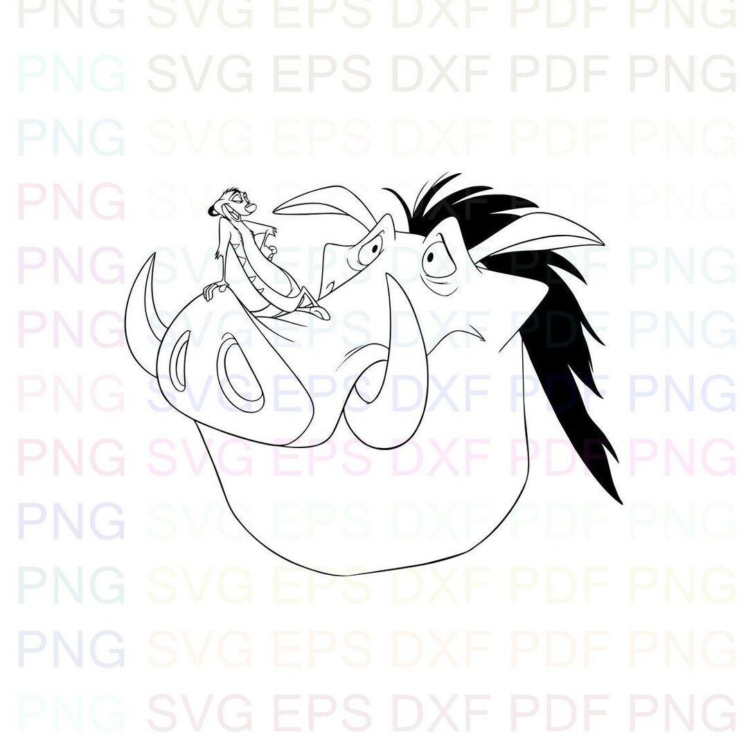 Pumbaa_timon_and_pumbaa_8 Svg Outline Dxf Eps Pdf Png, Cricut, Cutting ...