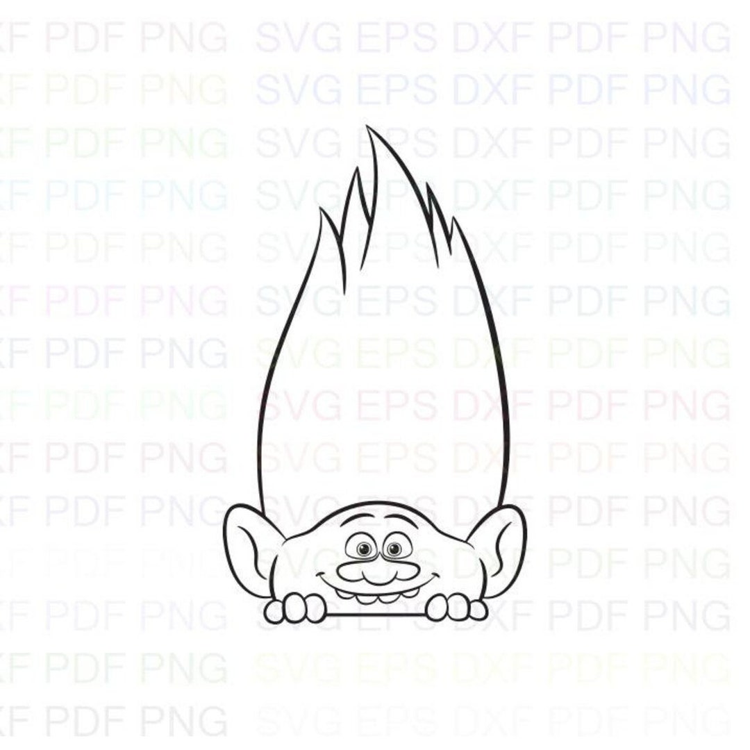 Guy_diamond_peeking_trolls Svg Outline Dxf Eps Pdf Png, Cricut, Cutting ...