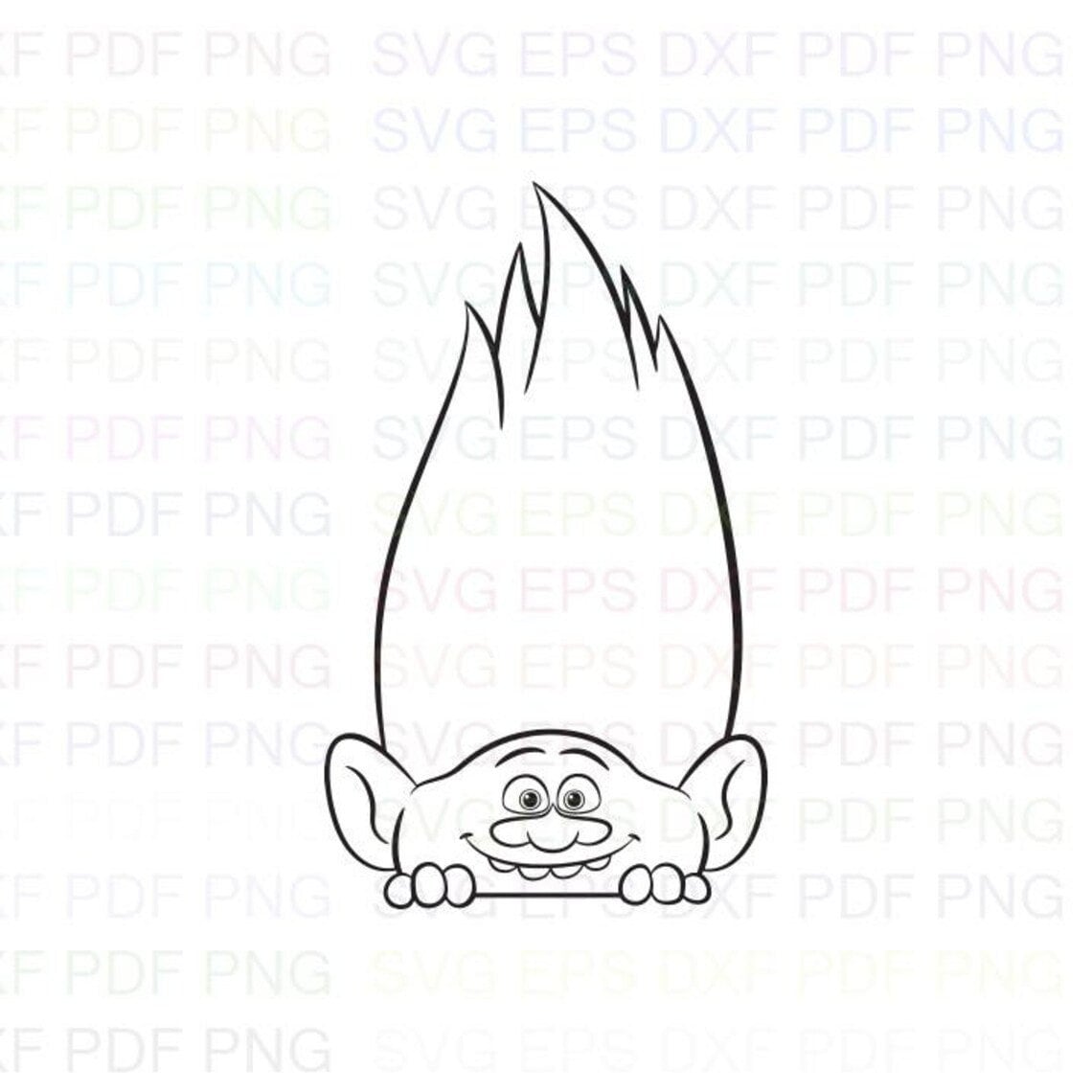Guy_diamond_peeking_trolls Svg Outline Dxf Eps Pdf Png, Cricut, Cutting ...