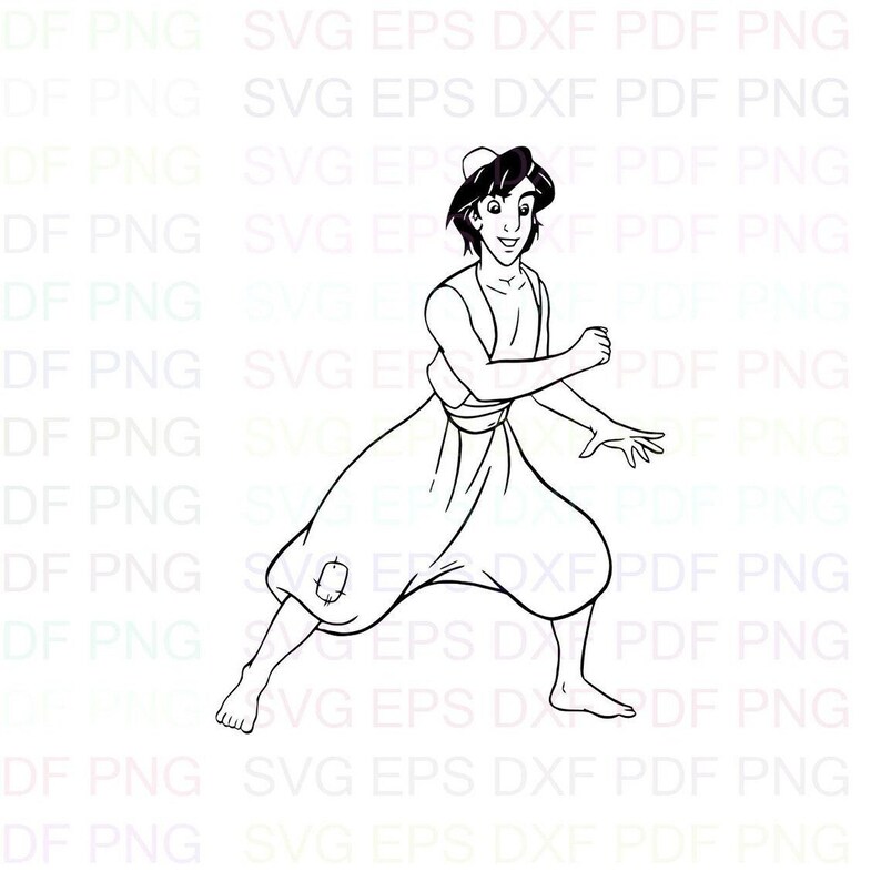 Aladdin_svg Svg Outline Dxf Eps Pdf Png, Cricut, Cutting File, Vector ...