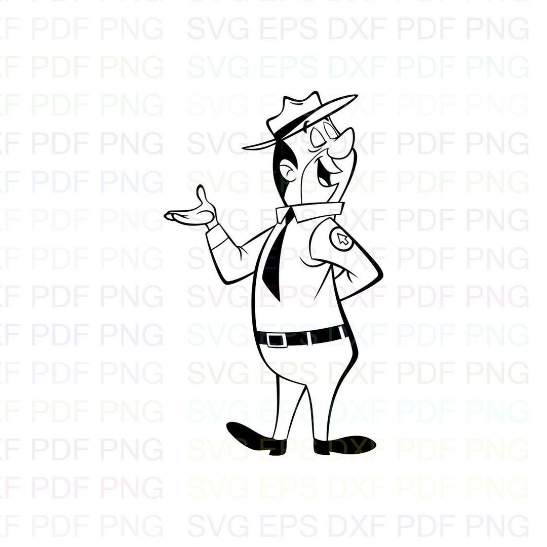Ranger_smith_3_yogi_bear Svg Outline Dxf Eps Pdf Png, Cricut, Cutting ...