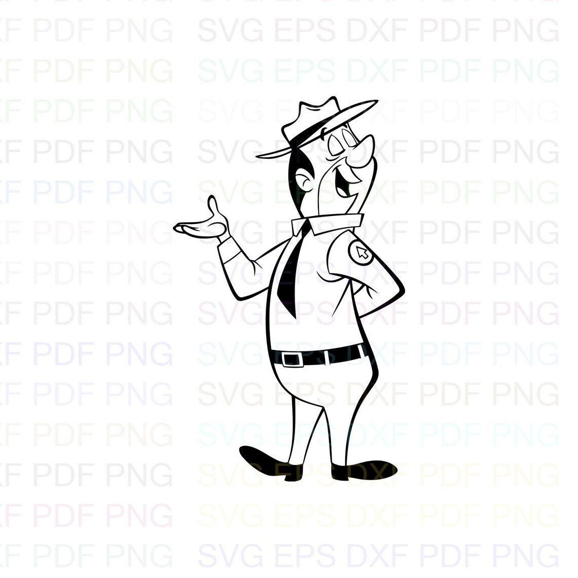 Ranger_smith_3_yogi_bear Svg Outline Dxf Eps Pdf Png, Cricut, Cutting ...