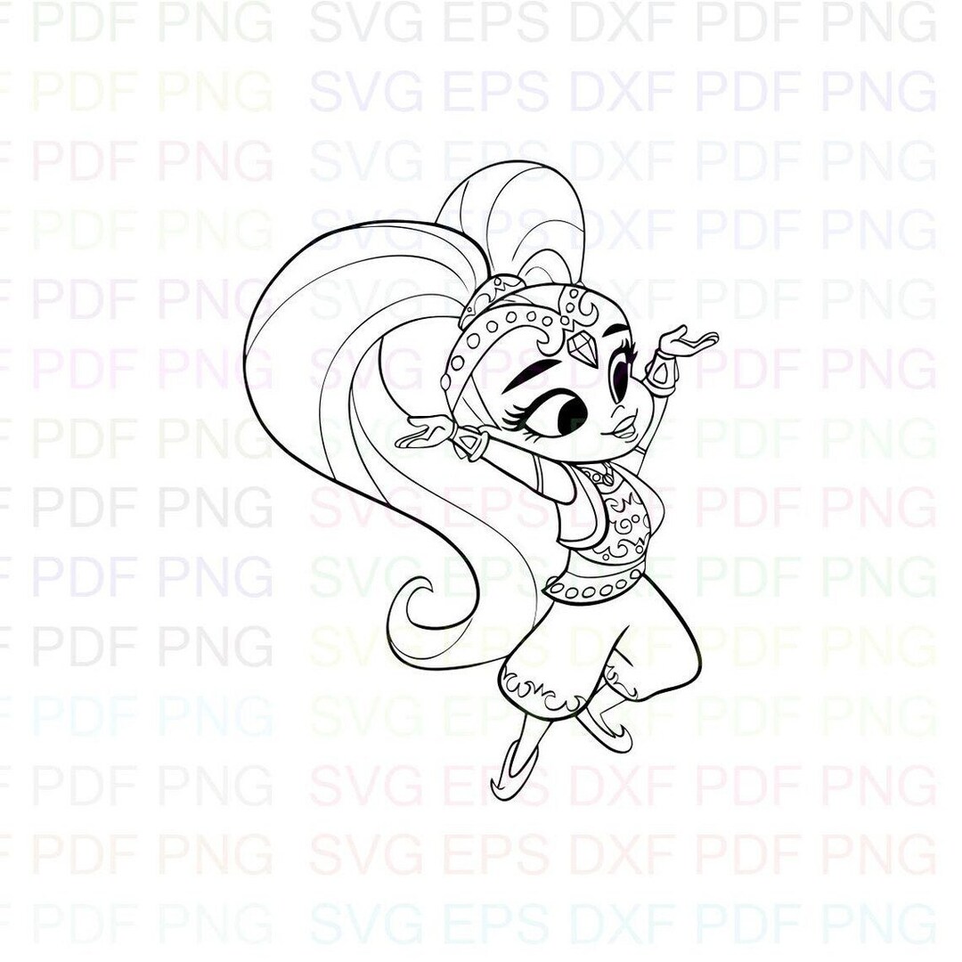 Shine_2_shimmer_and_shine Svg Outline Dxf Eps Pdf Png, Cricut, Cutting ...