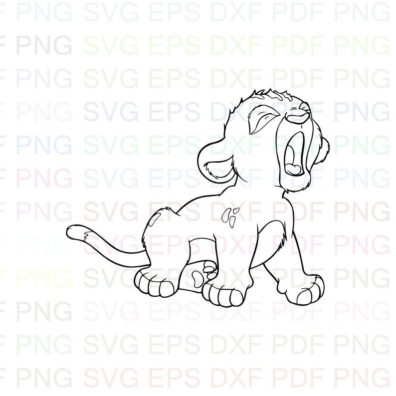 Simba_baby_the_lion_king_3 Svg Outline Dxf Eps Pdf Png, Cricut, Cutting ...