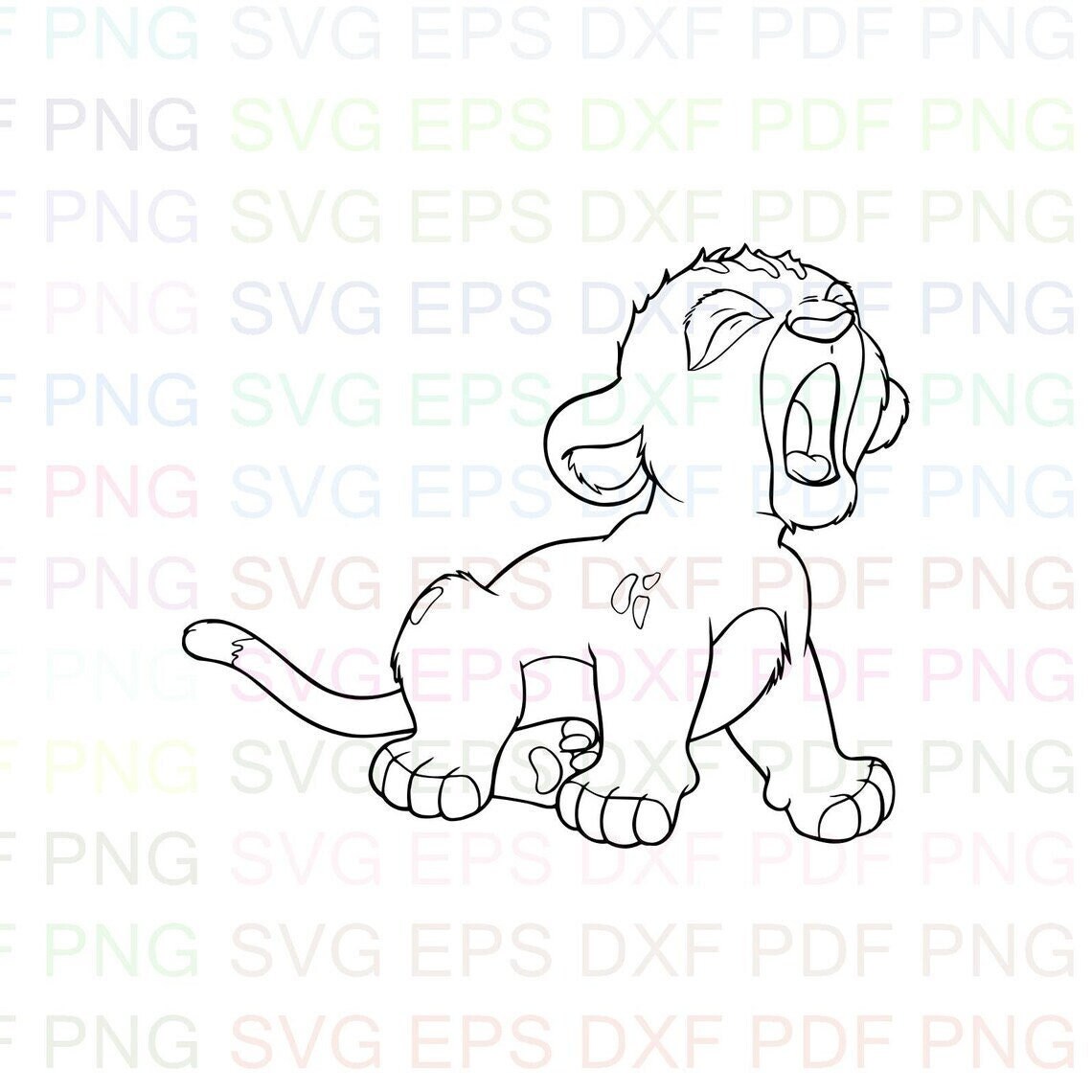 Simba_baby_the_lion_king_3 Svg Outline Dxf Eps Pdf Png, Cricut, Cutting ...