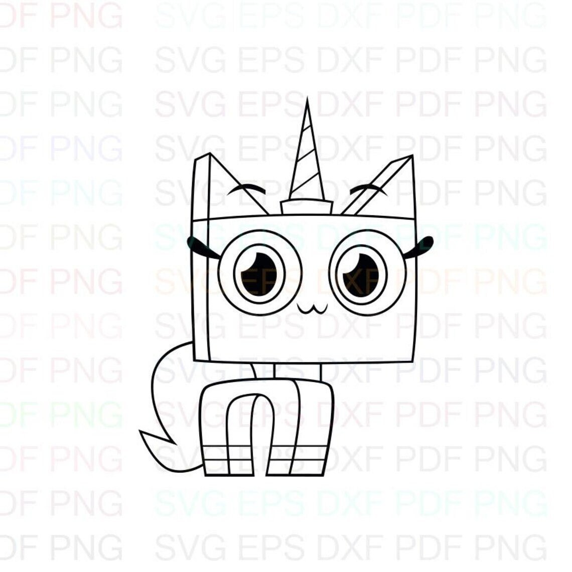 Unikitty_1 Svg Outline Dxf Eps Pdf Png, Cricut, Cutting File, Vector ...
