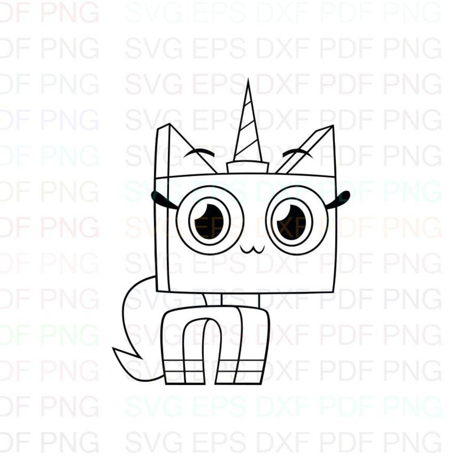 Unikitty_1 Svg Outline Dxf Eps Pdf Png, Cricut, Cutting File, Vector ...