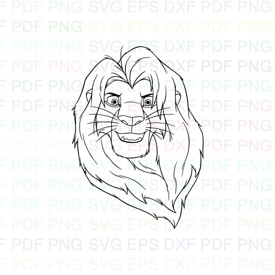 Mufasa_the_lion_king_2 Svg Outline Dxf Eps Pdf Png, Cricut, Cutting ...