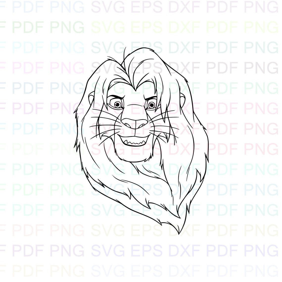 Mufasa_the_lion_king_2 Svg Outline Dxf Eps Pdf Png, Cricut, Cutting ...