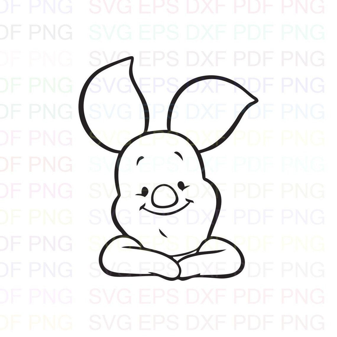 Piglet_winnie_the_pooh_20 Svg Outline Dxf Eps Pdf Png, Cricut, Cutting ...