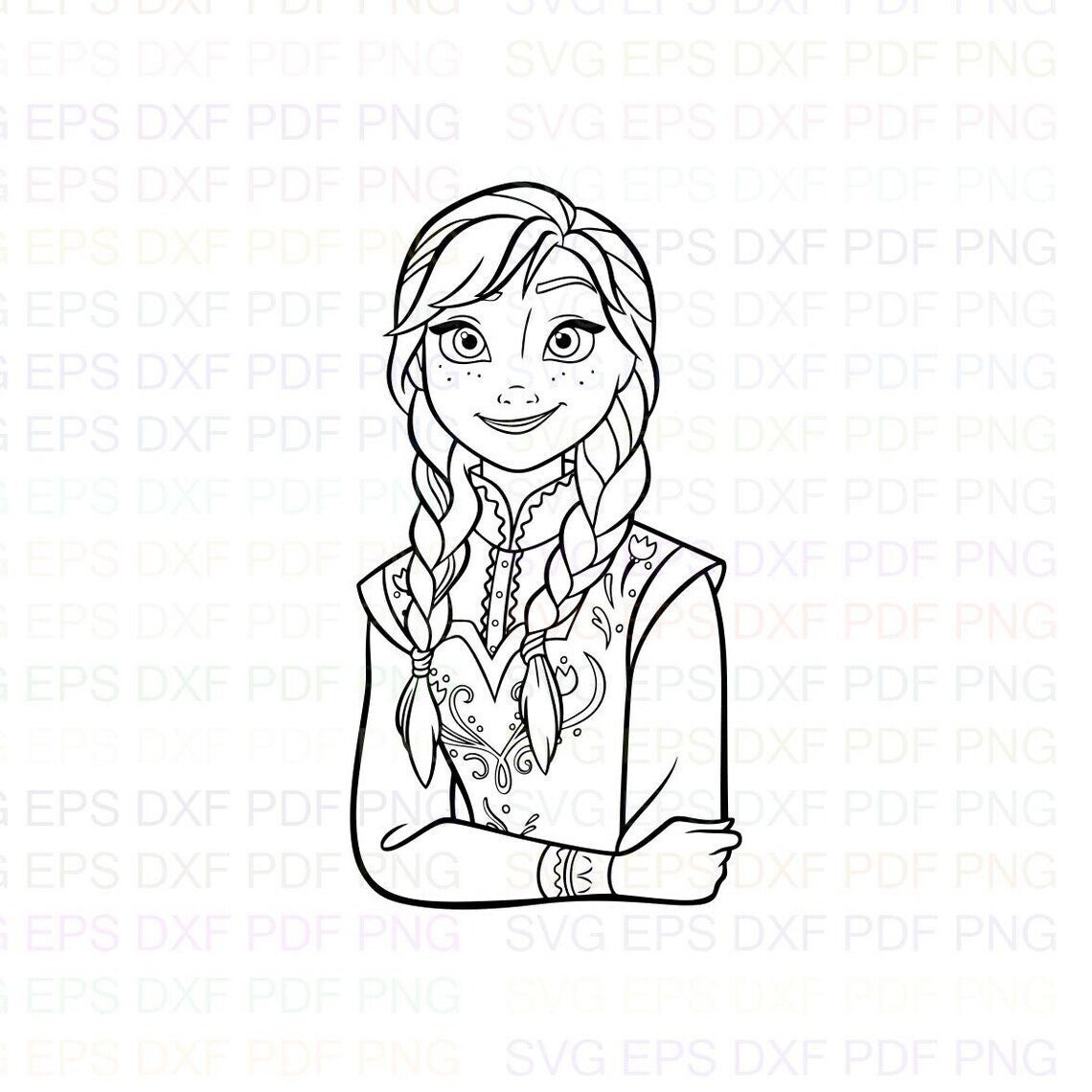 Anna_frozen Svg Outline Dxf Eps Pdf Png, Cricut, Cutting File, Vector ...