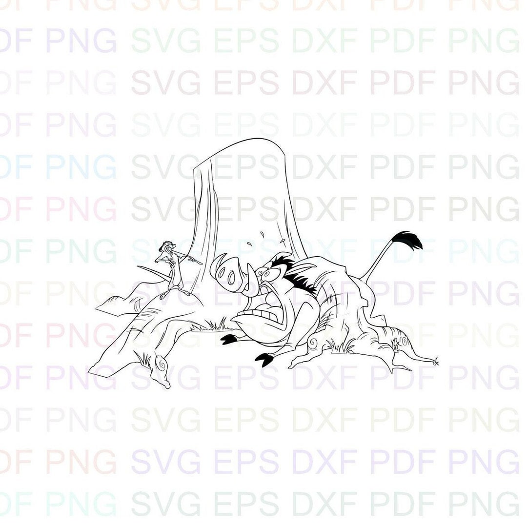 Pumbaa_timon_and_pumbaa_2 Svg Outline Dxf Eps Pdf Png, Cricut, Cutting ...