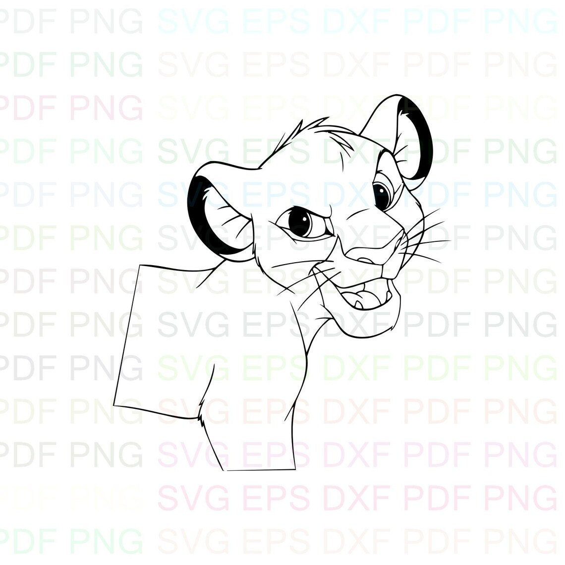 Simba_the_lion_king_10 Svg Outline Dxf Eps Pdf Png, Cricut, Cutting ...