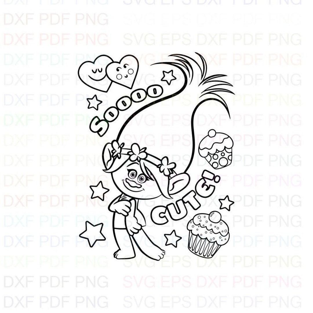 Poppy_so_cute_trolls Svg Outline Dxf Eps Pdf Png, Cricut, Cutting File ...