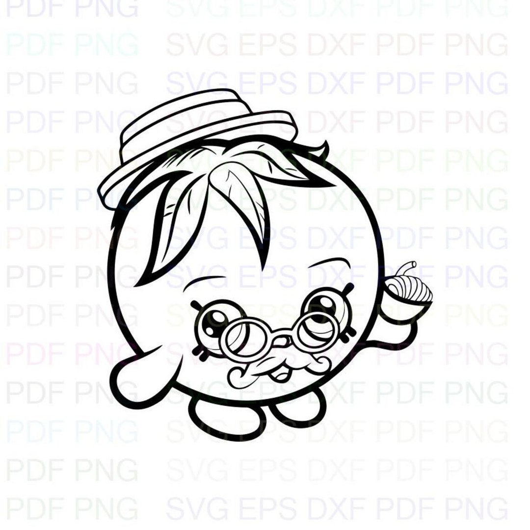 Papa_tomato_shopkins Svg Outline Dxf Eps Pdf Png, Cricut, Cutting File ...