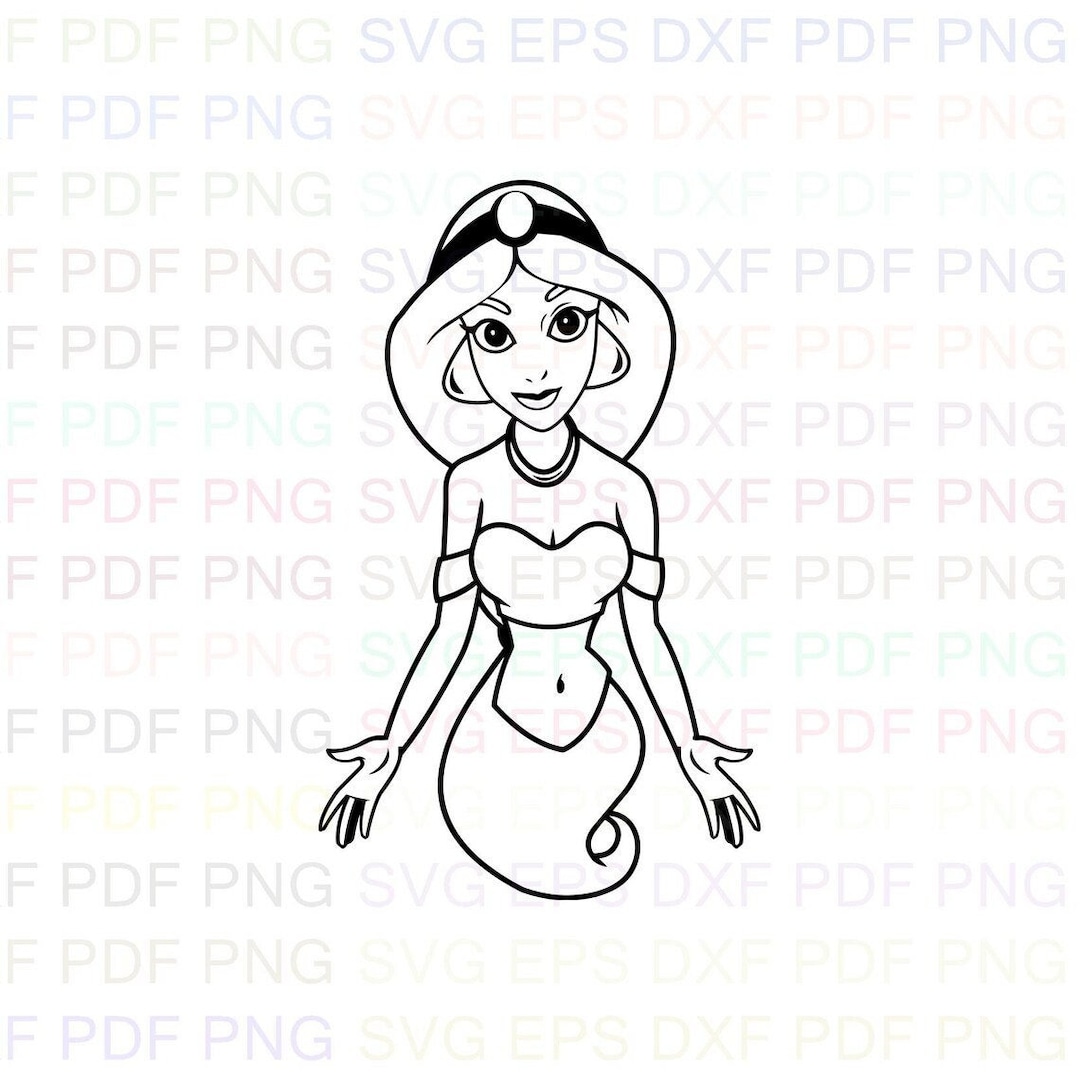 Jasmine_2_aladdin Svg Outline Dxf Eps Pdf Png, Cricut, Cutting File ...