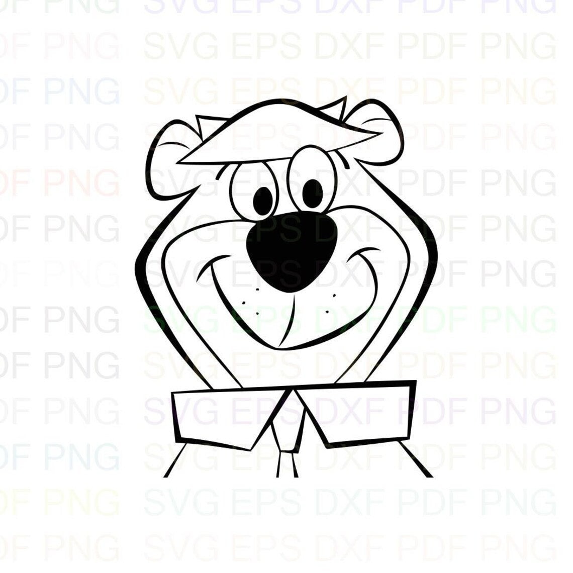 Yogi_bear_face Svg Outline Dxf Eps Pdf Png, Cricut, Cutting File ...