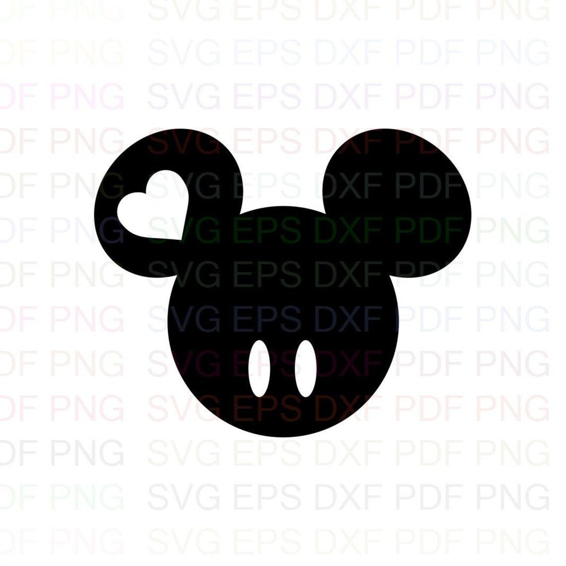 Mickey_heart_mickey_mouse Svg Outline Dxf Eps Pdf Png, Cricut, Cutting ...