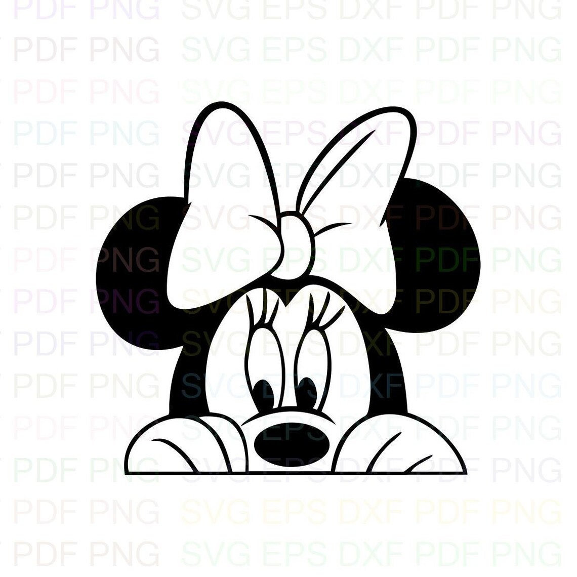 Minnie_peeking_mickey_mouse Svg Outline Dxf Eps Pdf Png, Cricut ...