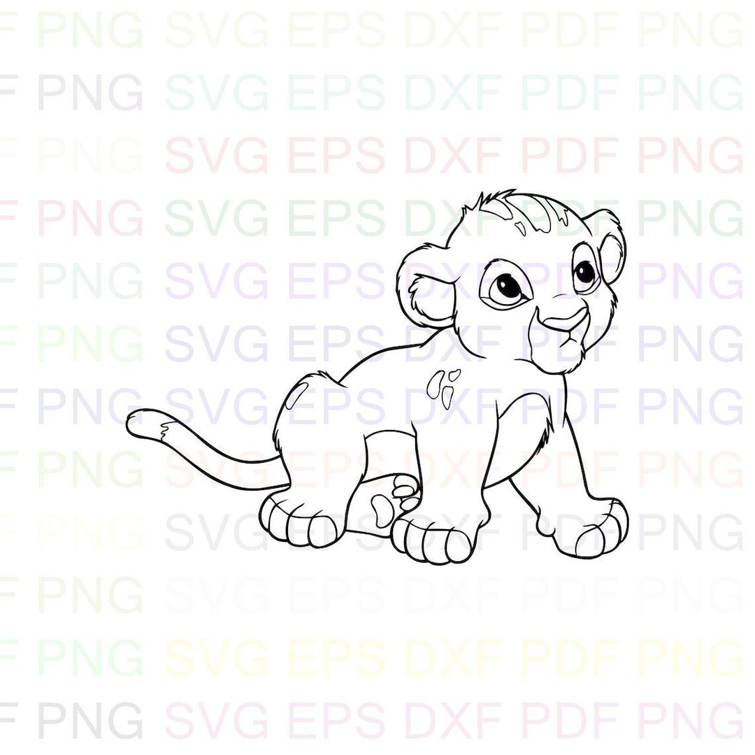 Simba_baby_the_lion_king Svg Outline Dxf Eps Pdf Png, Cricut, Cutting ...