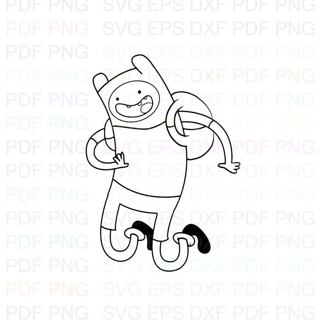 Finn_the_human_jumping_adventure_time Svg Outline Dxf Eps Pdf Png ...