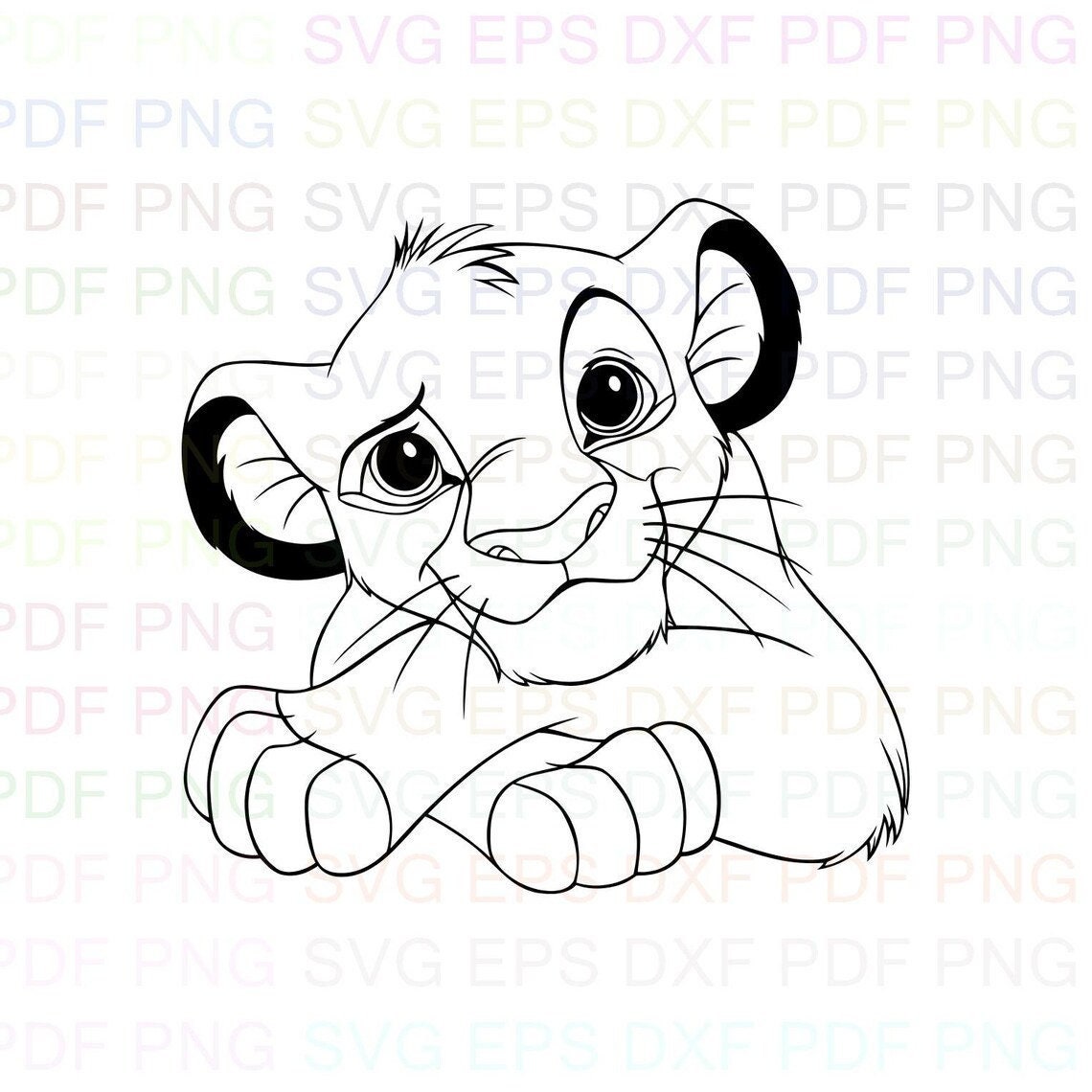 Simba_the_lion_king_13 Svg Outline Dxf Eps Pdf Png, Cricut, Cutting ...