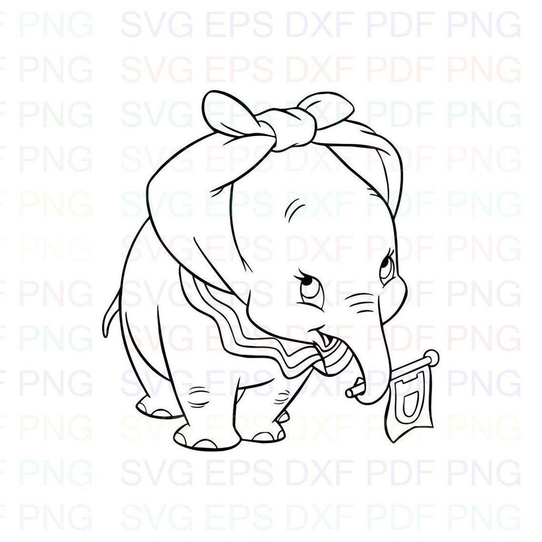 Dumbo_ear_knots_with_flag Svg Outline Dxf Eps Pdf Png, Cricut, Cutting ...