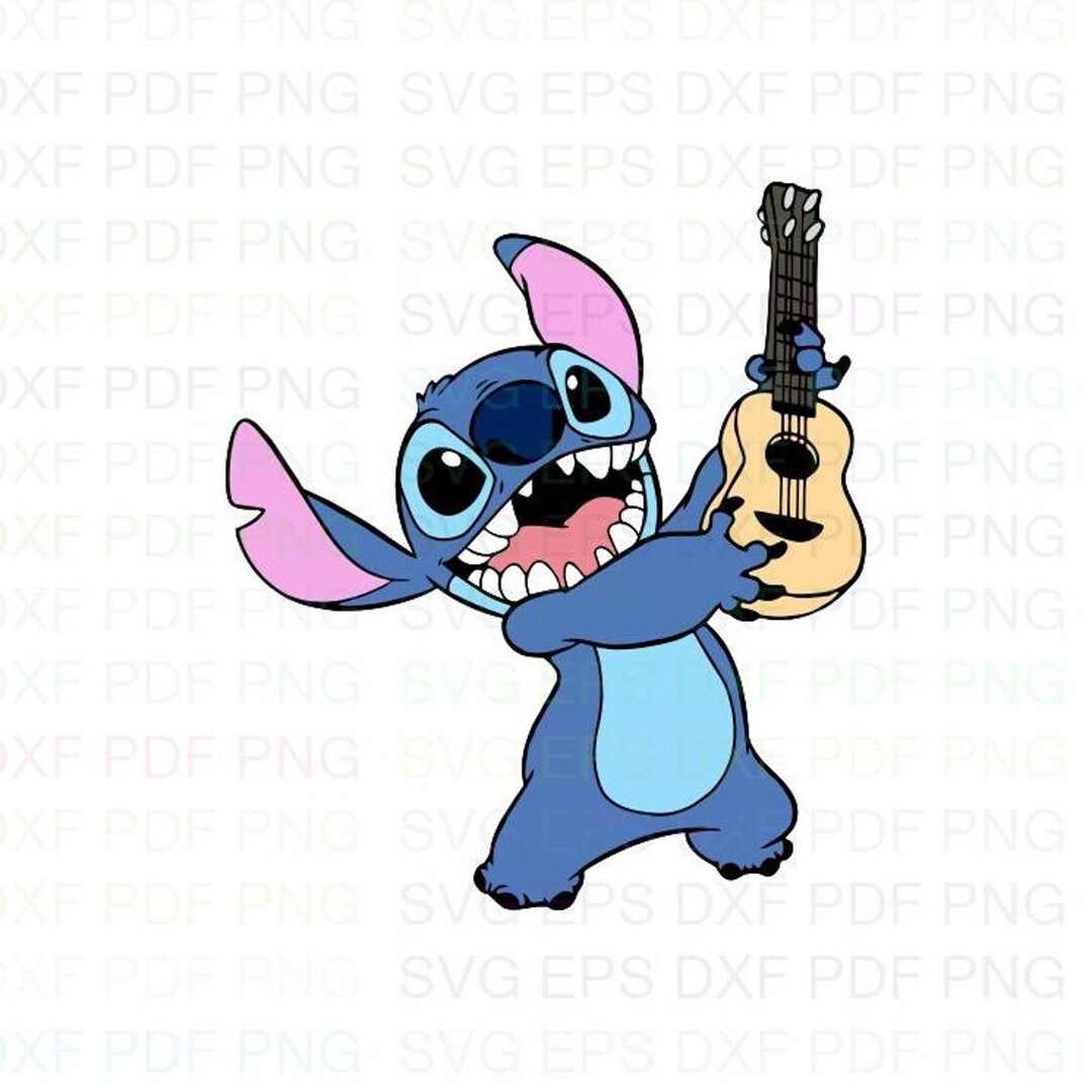 Stitch_guitar_singer_lilo_and_stitch_left Svg Dxf Eps Pdf Png, Cricut ...