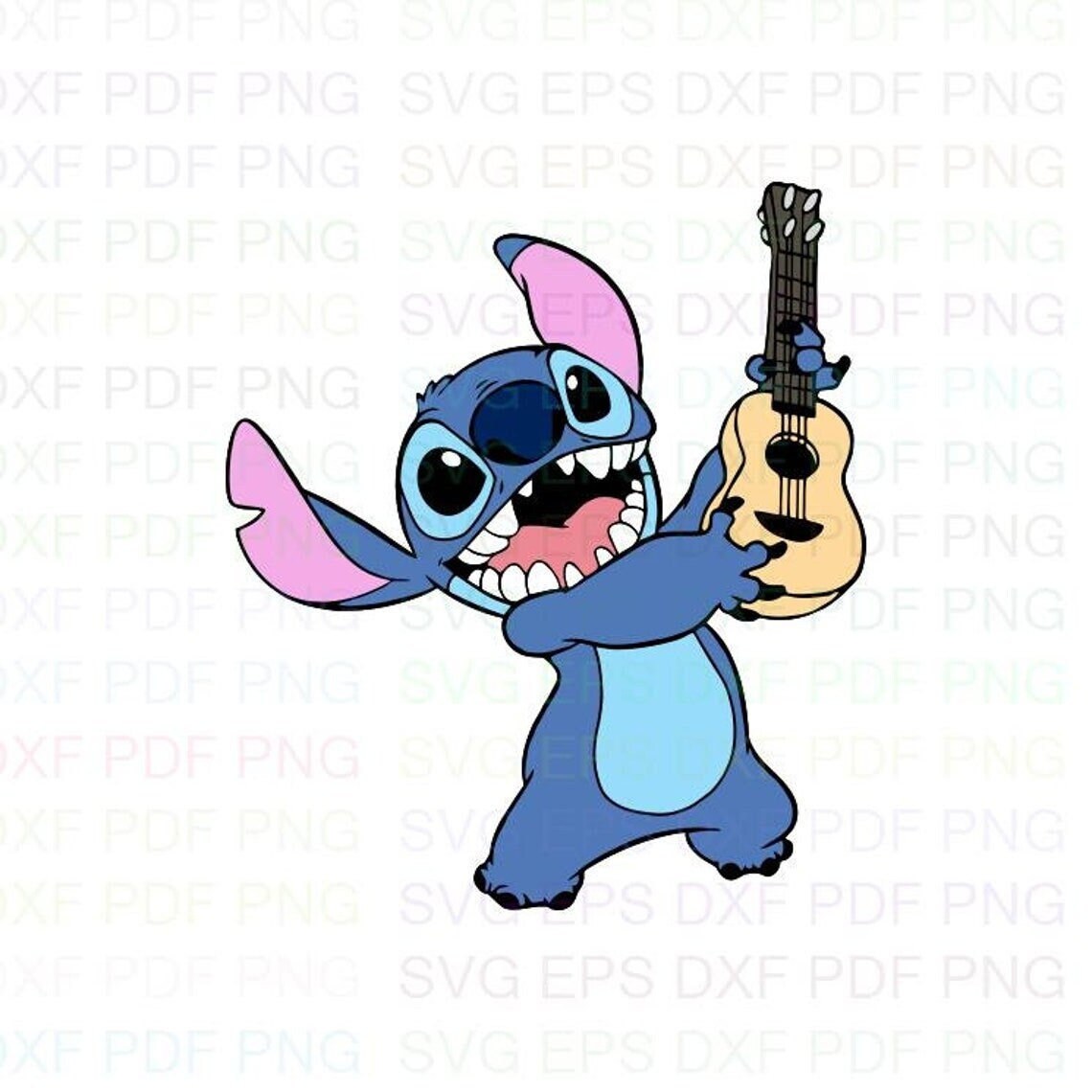 Stitch_guitar_singer_lilo_and_stitch_left Svg Dxf Eps Pdf Png, Cricut ...