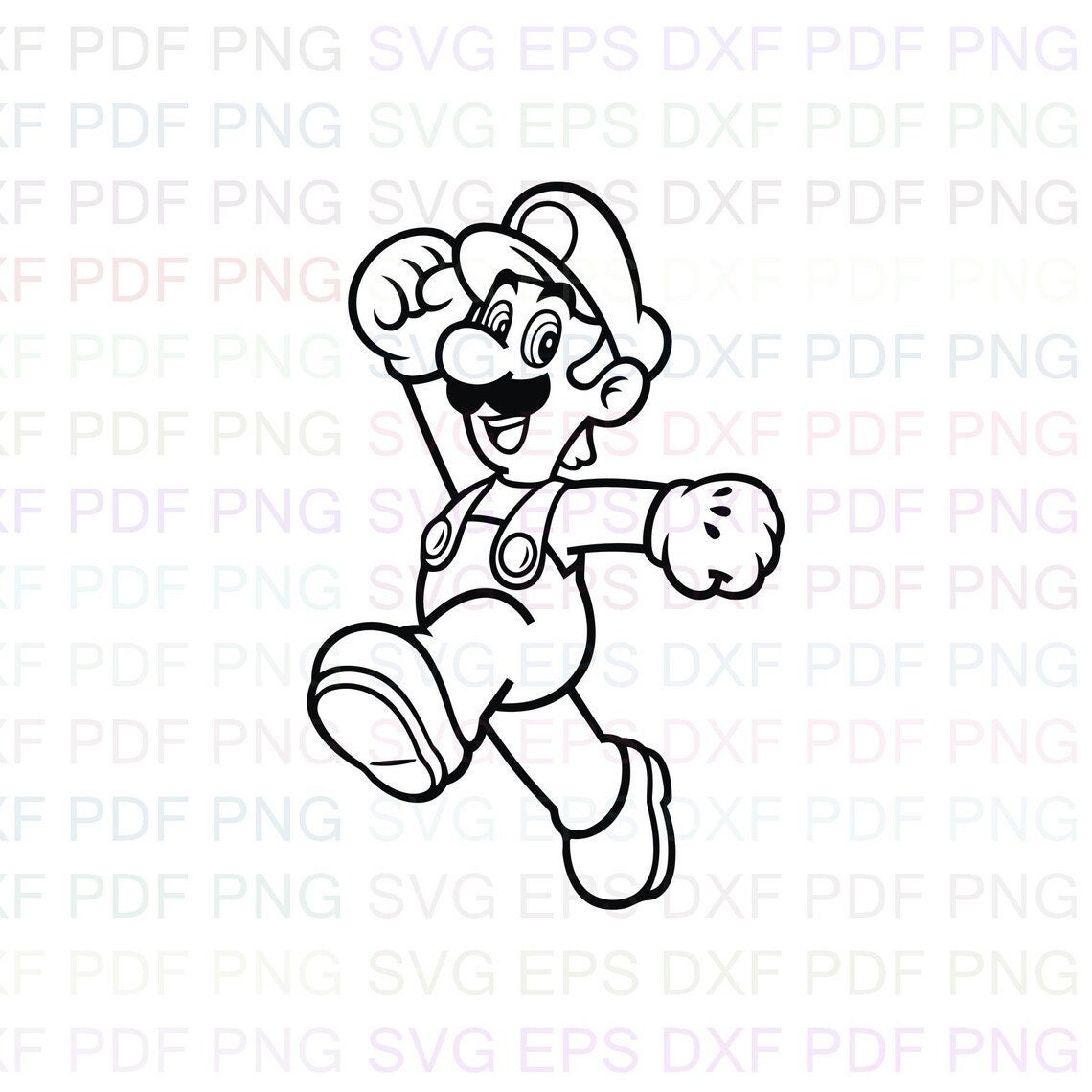 Super_mario_bros_luigi_winner Svg Outline Dxf Eps Pdf Png, Cricut ...