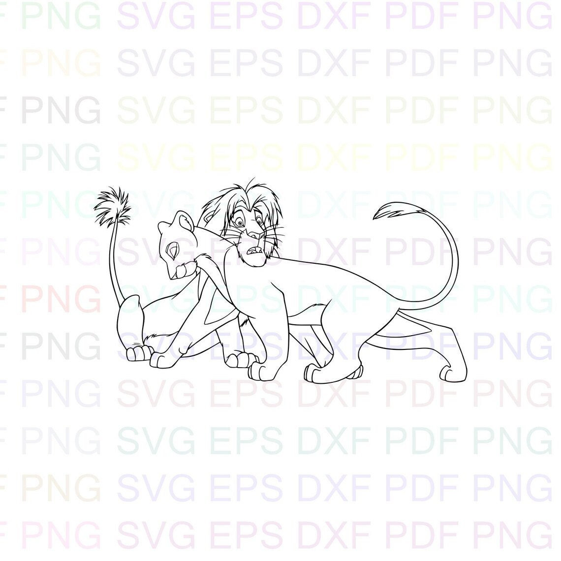 Mufasa_and_nala_the_lion_king_4 Svg Outline Dxf Eps Pdf Png, Cricut ...