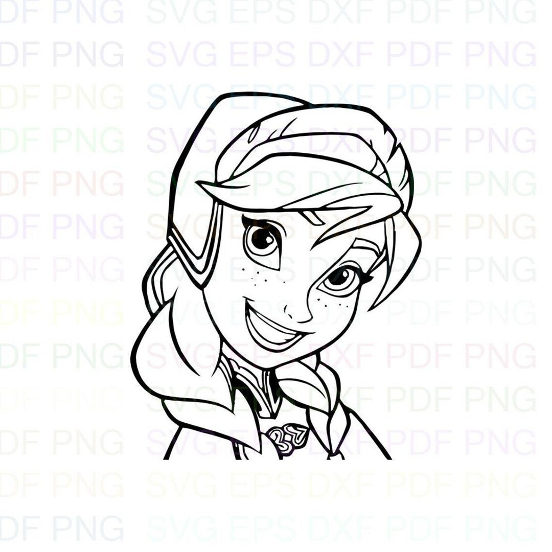 Frozen_anna_face Svg Outline Dxf Eps Pdf Png, Cricut, Cutting File ...