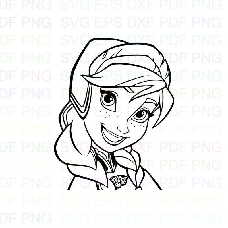 Frozen_anna_face Svg Outline Dxf Eps Pdf Png, Cricut, Cutting File ...