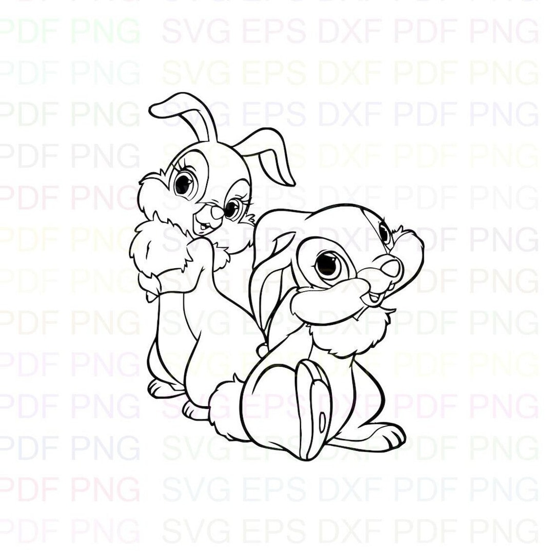 Thumper_miss_bunny Svg Outline Dxf Eps Pdf Png, Cricut, Cutting File ...