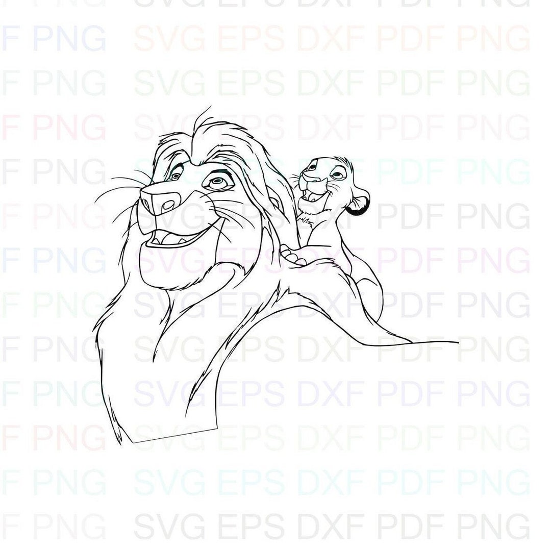 Mufasa_and_baby_simba_the_lion_king_3 Svg Outline Dxf Eps Pdf Png ...
