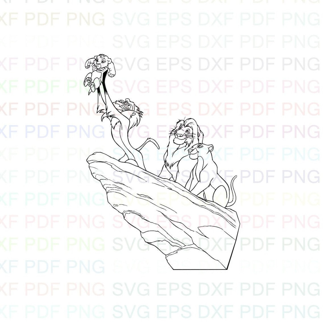 Mufasa_and_nala_and_baby_simba_the_lion_king Svg Outline Dxf Eps Pdf ...