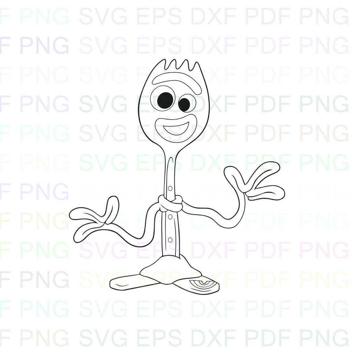 Forky_very_happy_toy_story Svg Outline Dxf Eps Pdf Png, Cricut, Cutting ...