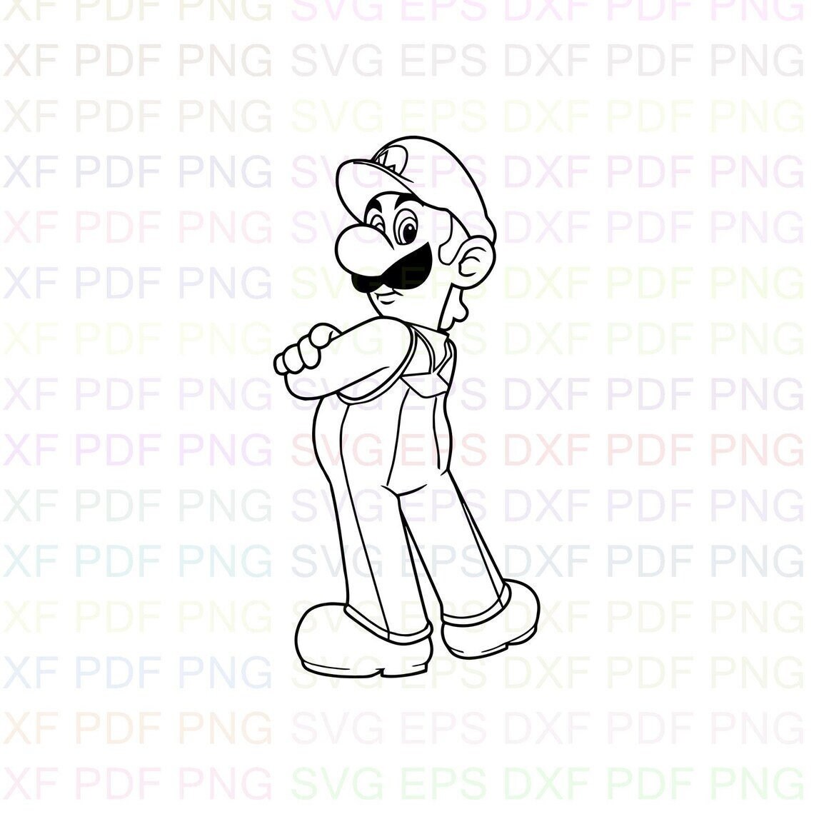 Super_mario_bros_luigi Svg Outline Dxf Eps Pdf Png, Cricut, Cutting ...