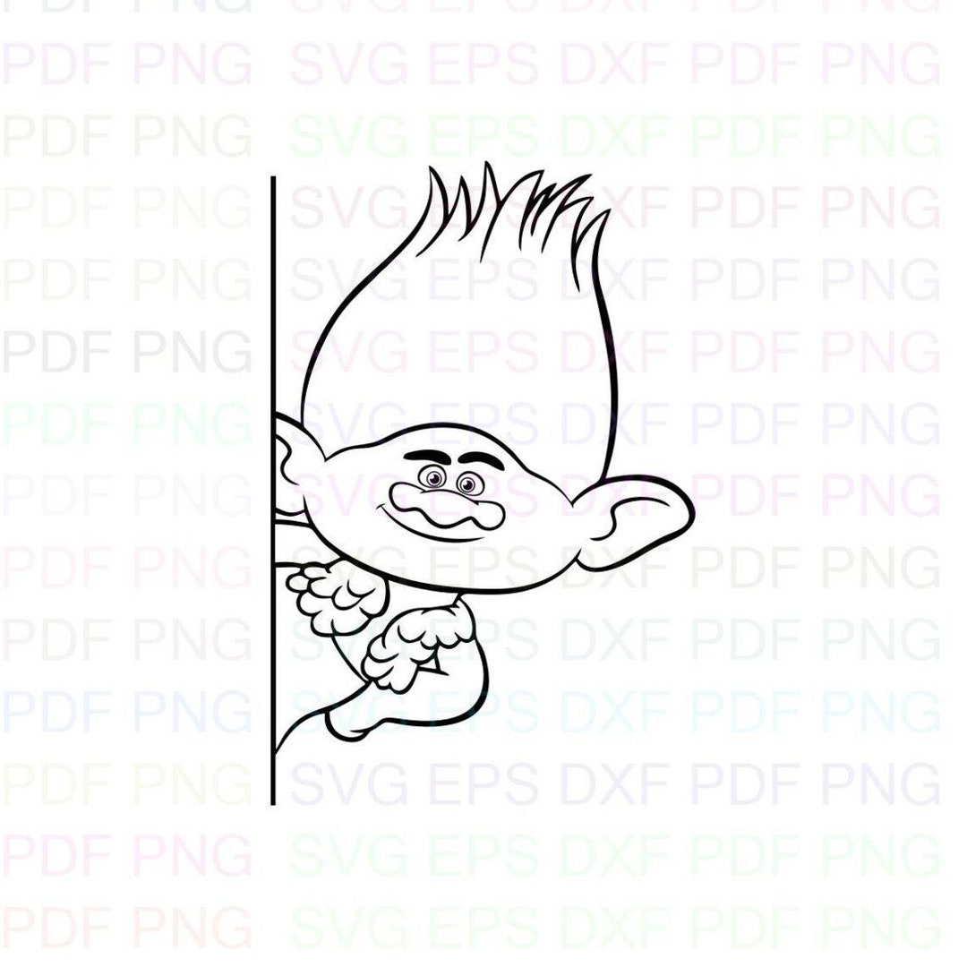 Branch_peeking_half_trolls Svg Outline Dxf Eps Pdf Png, Cricut, Cutting ...