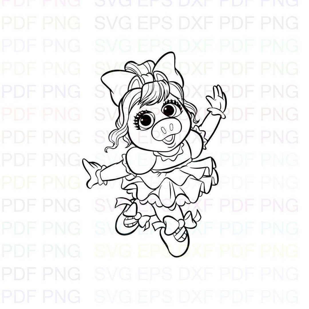 Ballerina_piggy_muppet_babies Svg Outline Dxf Eps Pdf Png, Cricut ...